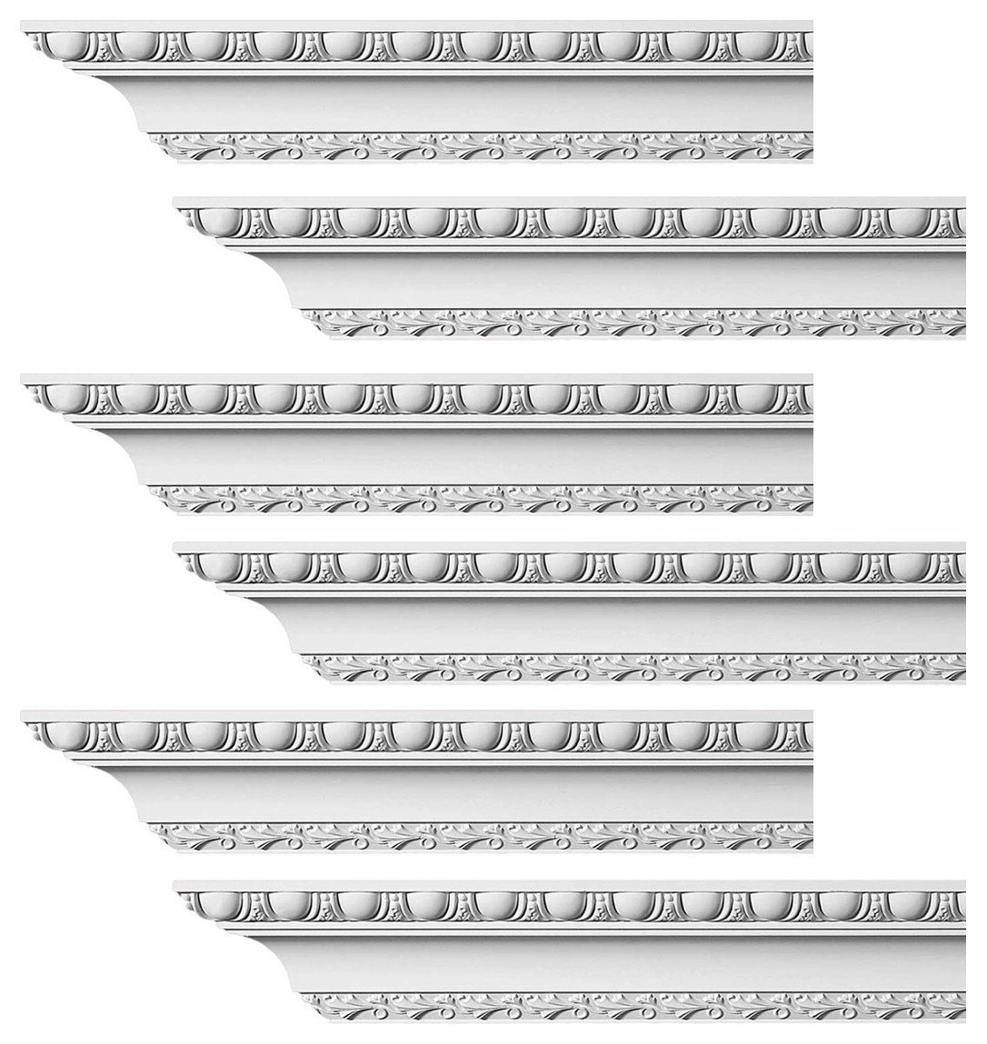 Ornate Cornice White Urethane Brewster Design 6 Pieces Totaling 576 ...