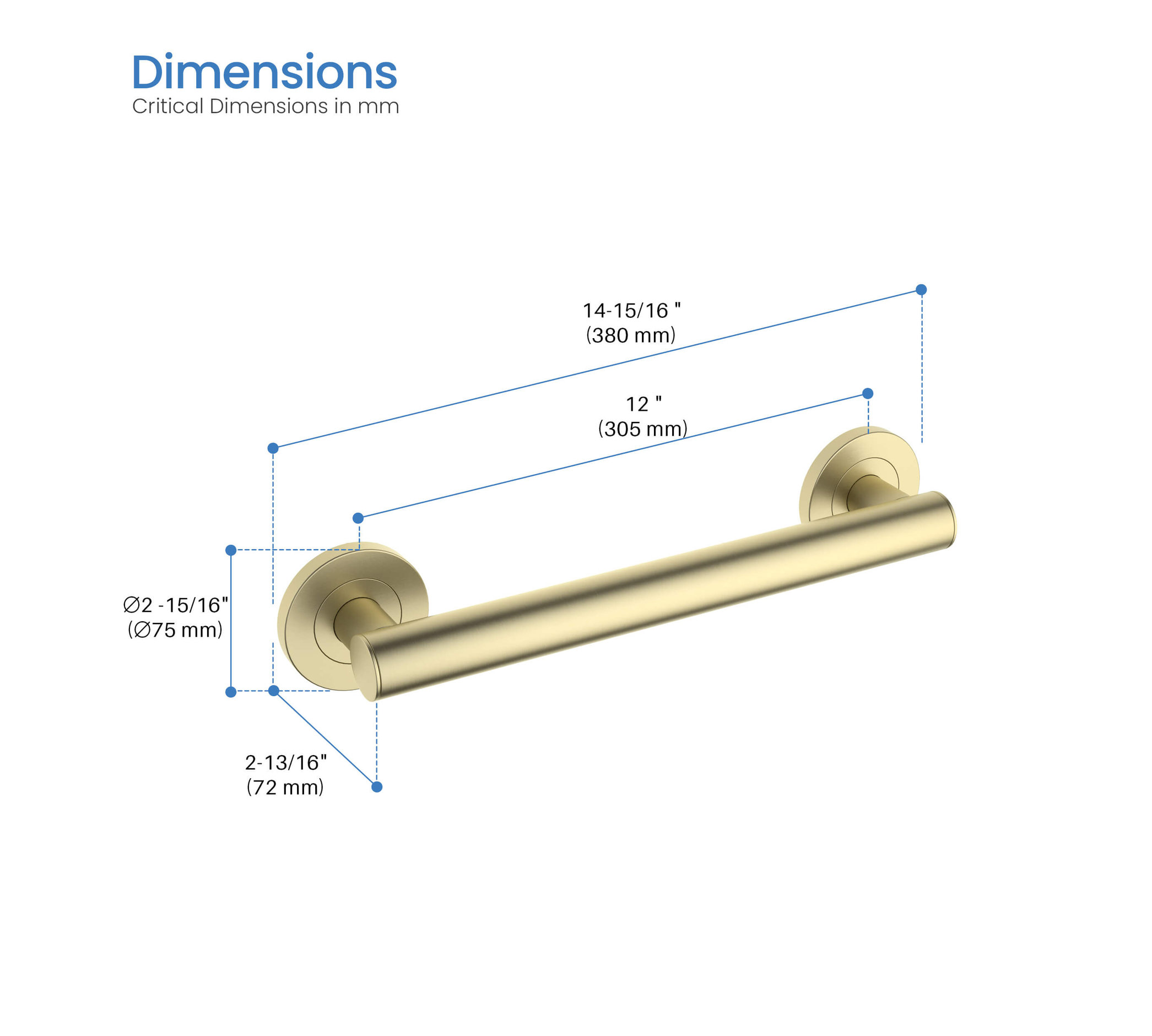 12" Stainless Steel Bathroom Safety Grab Bar - Contemporary - Grab Bars ...