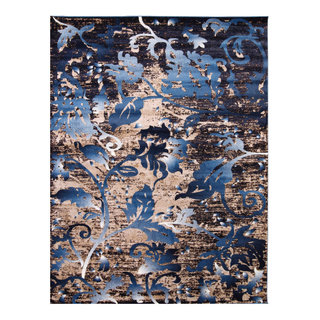 Agra Botanical Transitional Oriental Distressed Area Rug, 8x10 ...