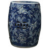 Chinese Blue and White Porcelain Round Butterflies Stool - Asian ...
