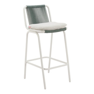 Luft Barstool, Set of 2 White and Green - Beach Style - Bar Stools And ...