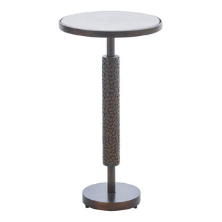 Hammered Martini Table, Bronze With White Marble - Transitional - Side ...