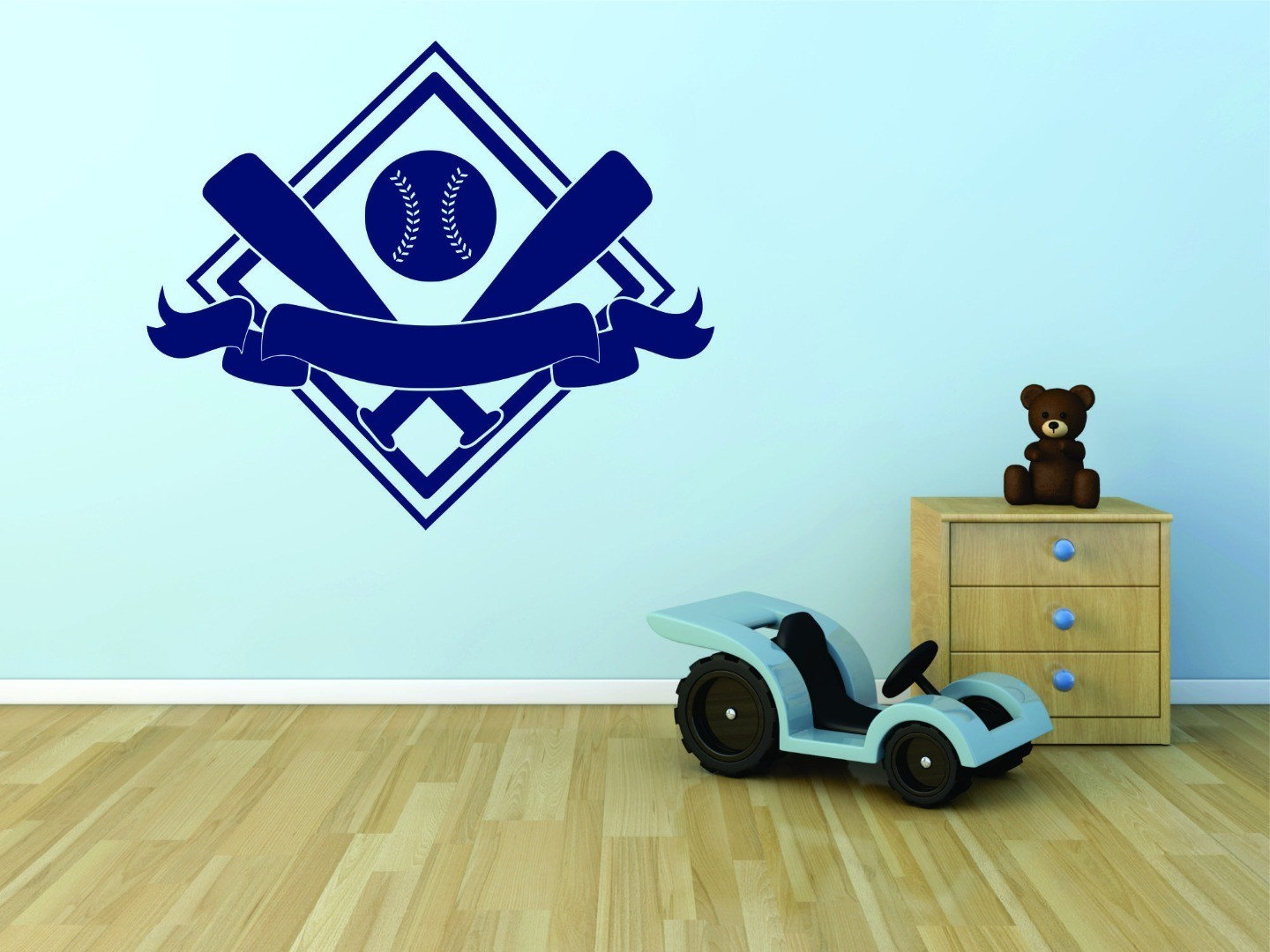 Decal, Baseball And Bat Sport Design, 20x30", 20X30 - Contemporary ...