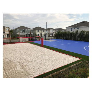 Completed project with sand pit volleyball court and basketball court ...