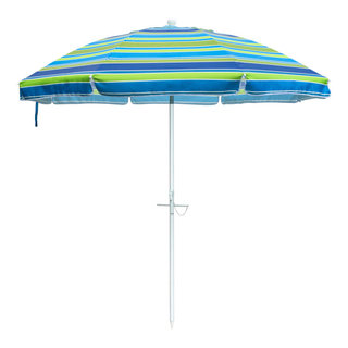 6.5' Beach Umbrella With Sand Anchor UV 50+ Protection - Contemporary - Outdoor Umbrellas - by ...