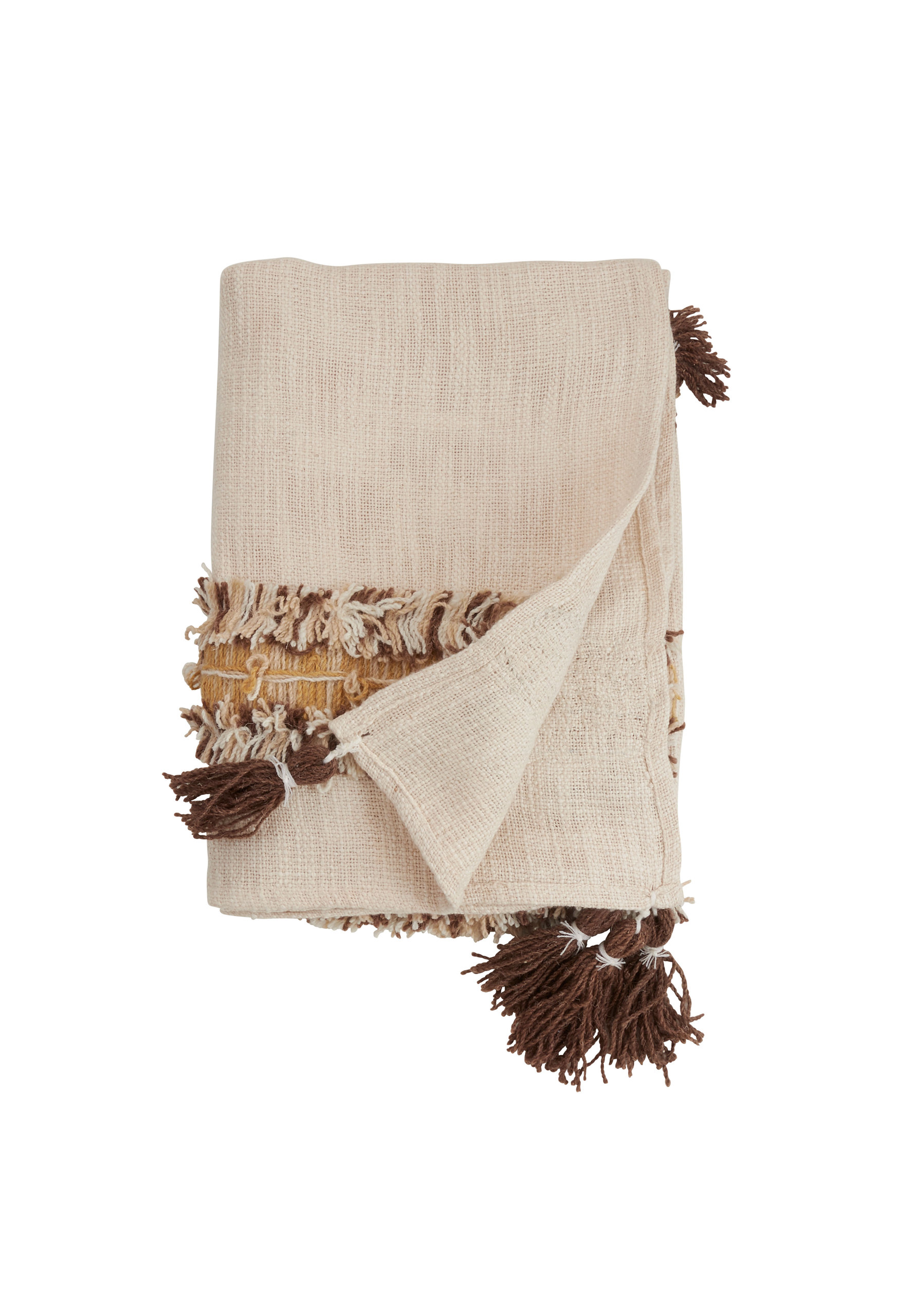Tassel & Fringe Design Throw, Ivory, 48"x72", 48"x72" - Transitional ...