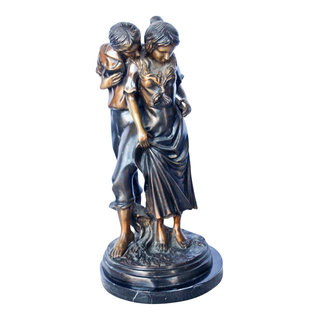 Two shy lovers bronze statue - Size: 8"L x 8"W x 15"H. - Contemporary ...