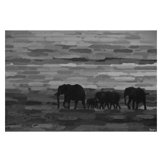 "Pachyderm Family" Print on Canvas, 18"x12" - Tropical - Prints And ...