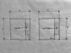 What is the ratio of width to height of a two-story residential tower?