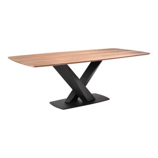 Everett Dining Table, Matte Black Finish and Walnut Top - Industrial ...