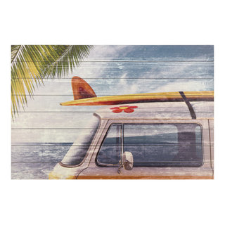 "Beach Bound" Wall Art Giclee Printed On Solid Fir Wood Planks ...