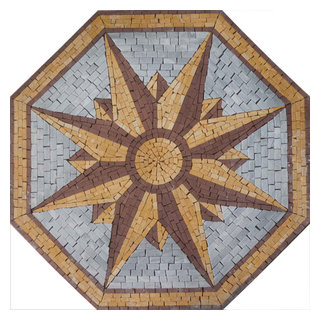 Octagon Compass Mosaic - Mosaic Artwork, 72" x 72" - Beach Style - Tile ...