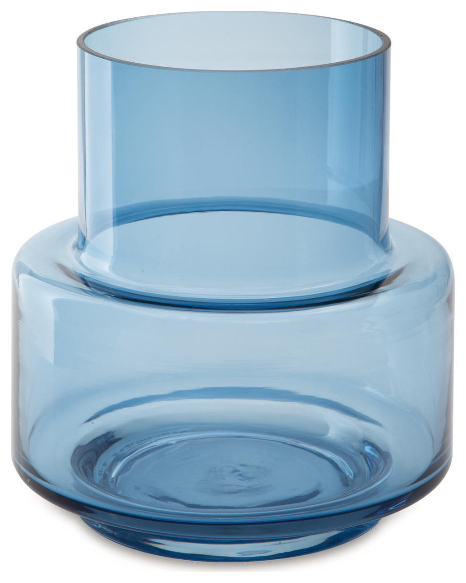 Bealen Dark Blue Vase, 8"W x 8"D x 9.75"H - Contemporary - Vases - by ...