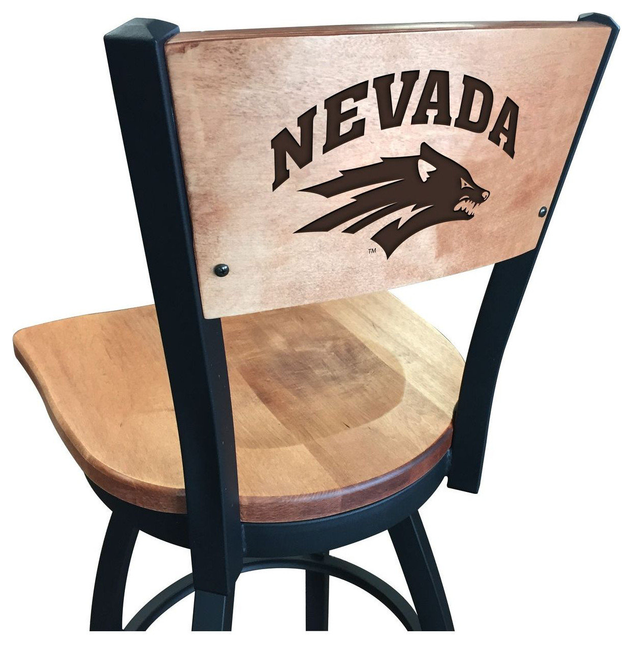 Holland L038 Nevada 25" Counter Stool - Black/Engraved Back/Maple Seat ...