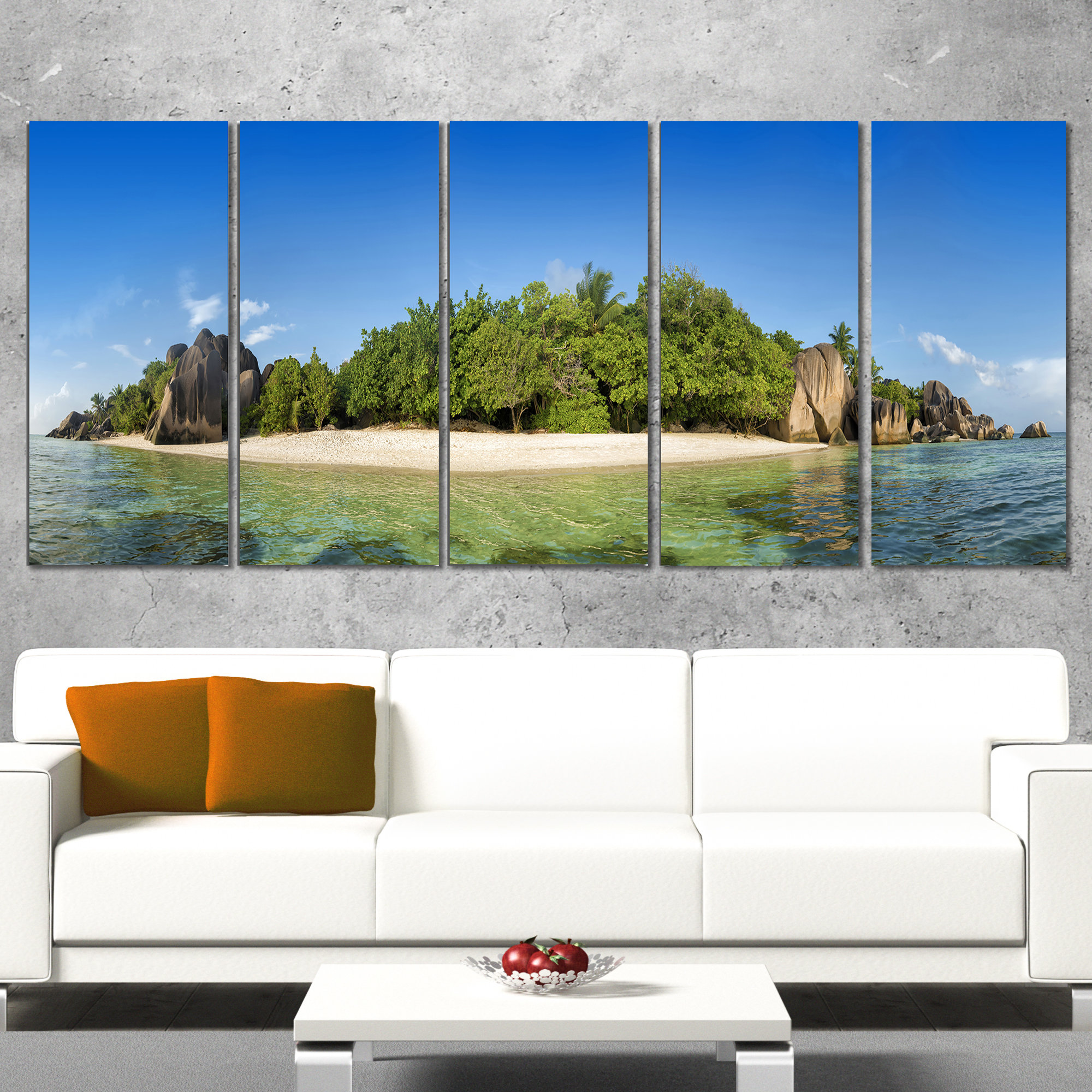 "Paradise on Earth Seychelles Island" Large Wall Artwork, 60"x28" 5 ...