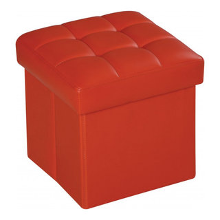 Ottoman With Storage, Youth, Red PU MDF, PU Red PU - Contemporary ...