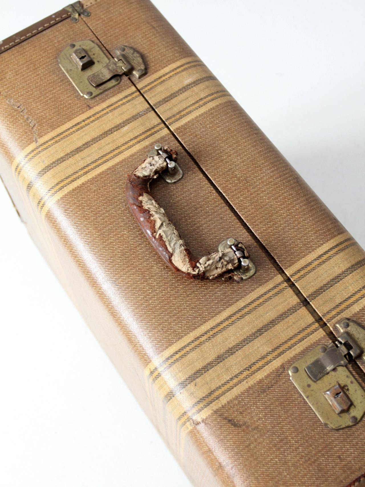 Consigned, Vintage Striped Suitcase - Farmhouse - Decorative Trunks ...