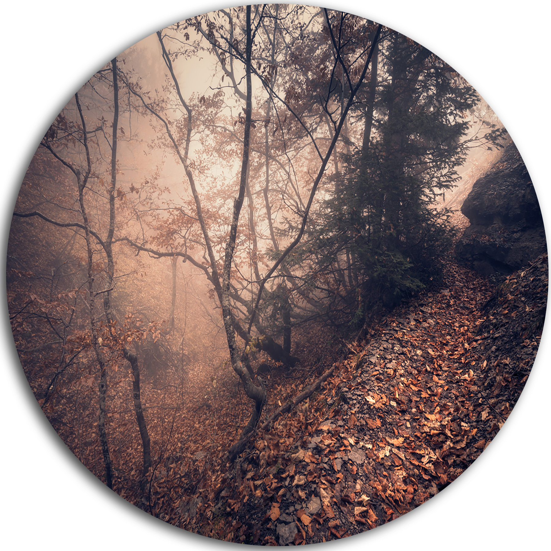 Vintage Style Leaves And Trees, Landscape Photo Disc Metal Artwork ...