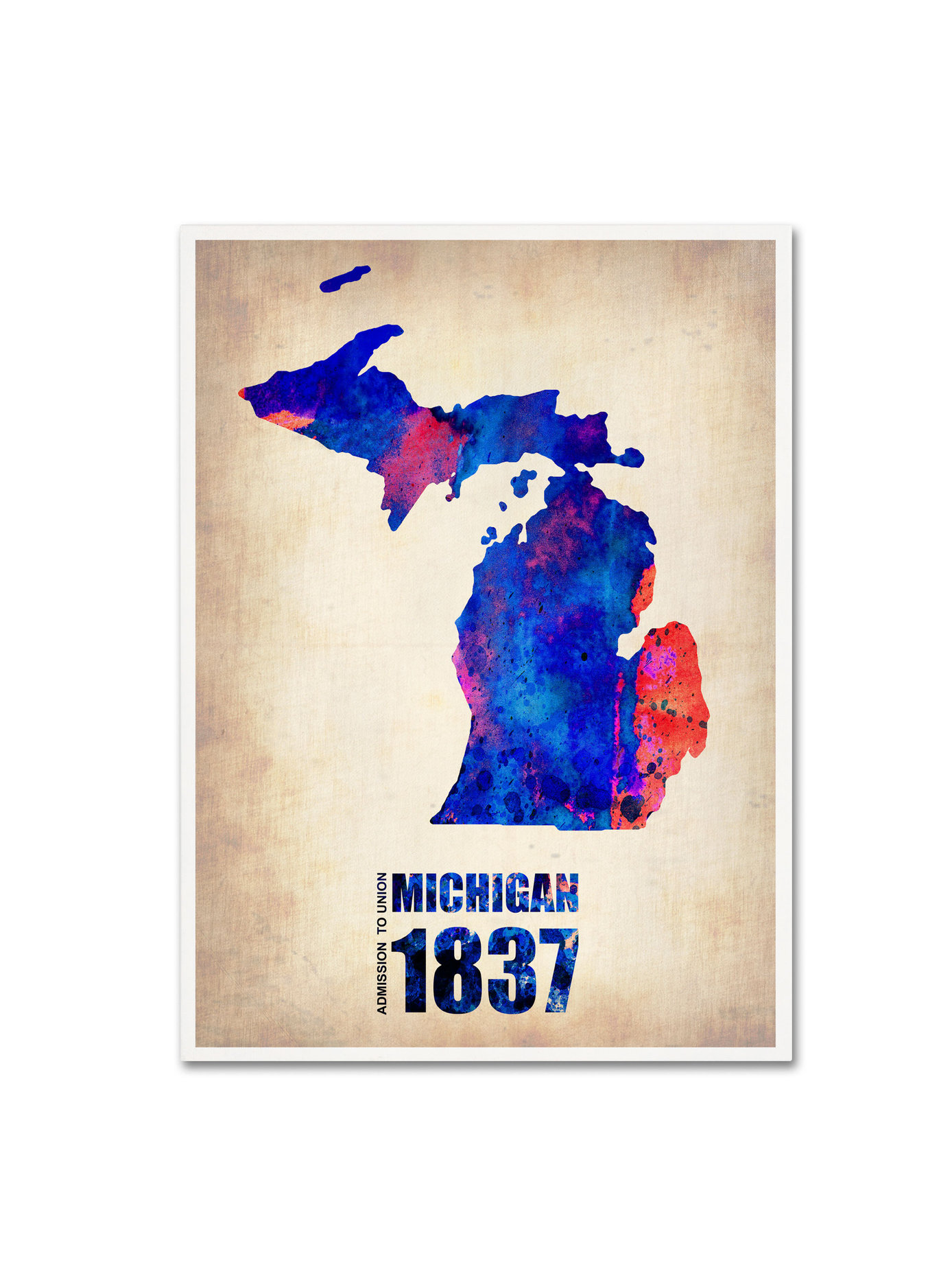 'Michigan Watercolor Map' Canvas Art by Naxart, 18" x 24 ...