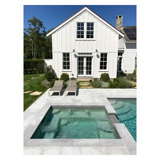 French Grey Pebble Sheen w/ Rodio Tile and Grey Granite Patio - Beach ...