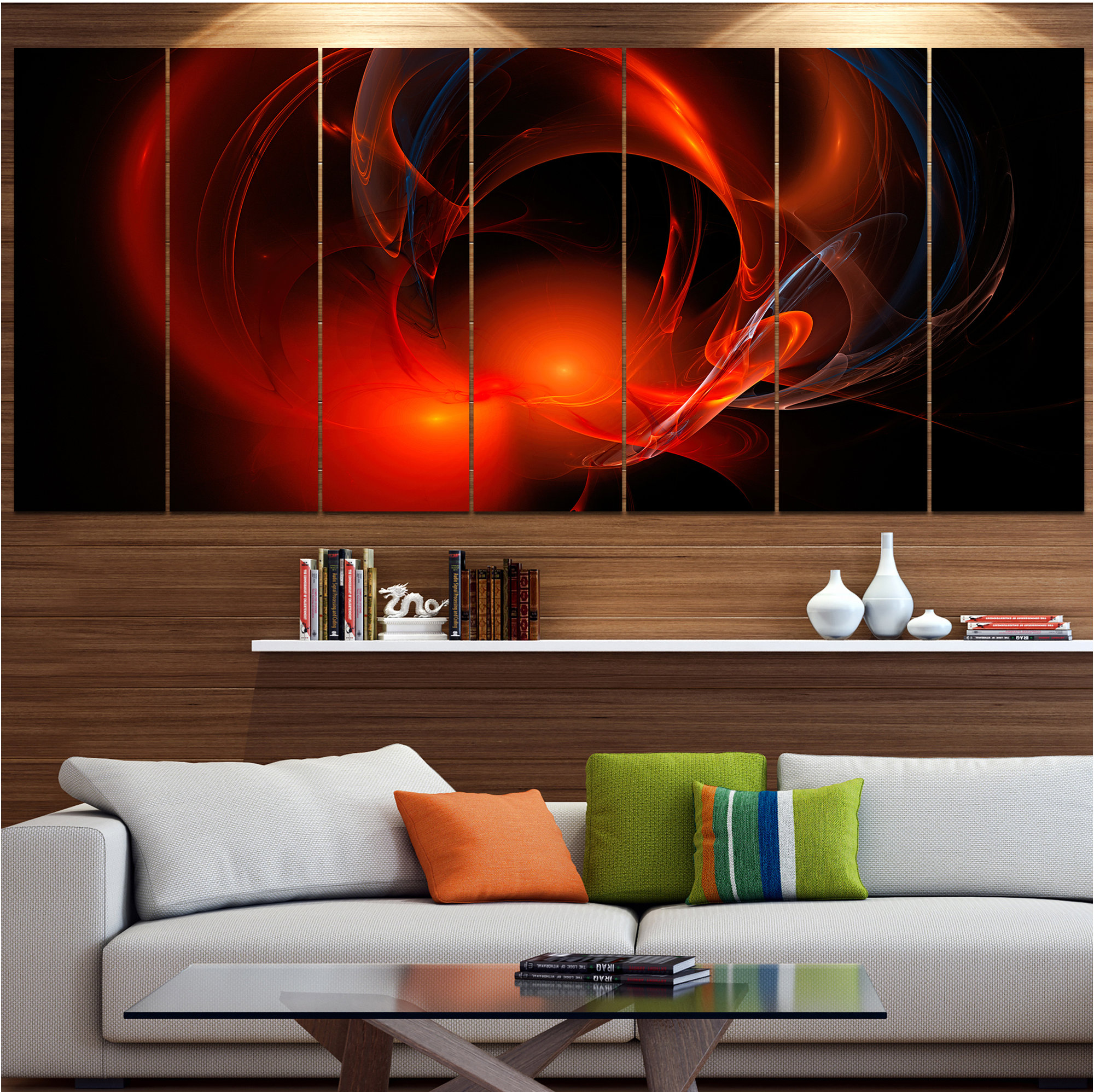 Red Galactic Nebula on Black, Multipanel Abstract Wall Art Canvas, 83 ...