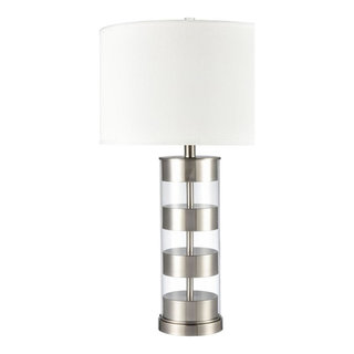 Elk Home Margin 16" Transitional Fabric and Metal Table Lamp in Satin ...