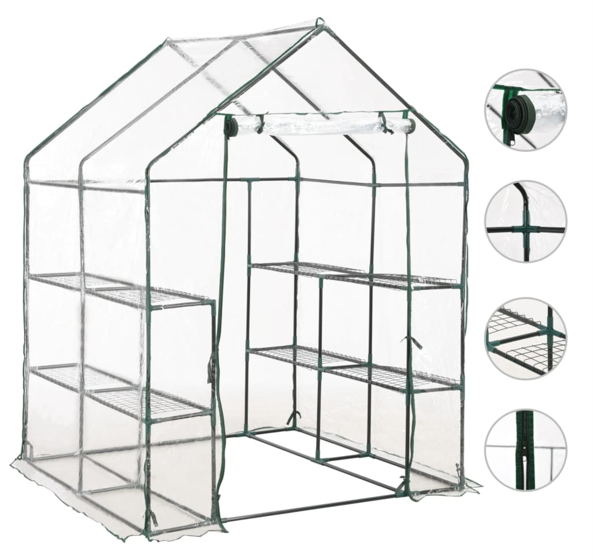 vidaXL Greenhouse with 8 Shelves 4.7'x4.7'x6.4' - Craftsman ...