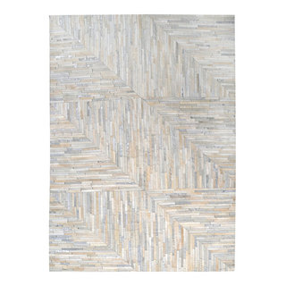 Dimond Karim Hand Stitched Leather Patchwork Rug 6x6, Gray ...