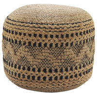 Handcrafted Black Chevron Natural Jute Pouf - Beach Style - Floor Pillows And Poufs - by LR Home ...