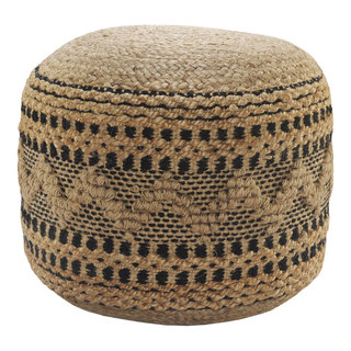 Handcrafted Black Chevron Natural Jute Pouf - Beach Style - Floor Pillows And Poufs - by LR Home ...
