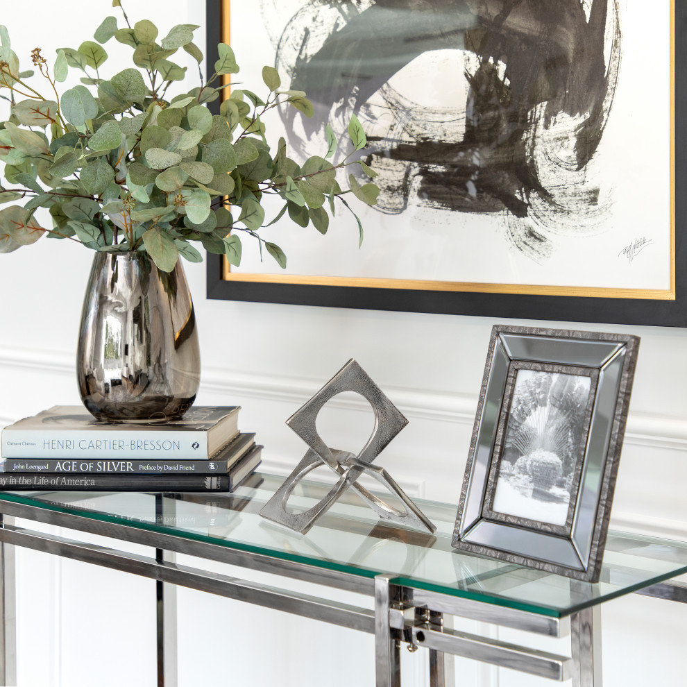 Metal 9" Linked Square Decor, Silver - Contemporary - Decorative ...