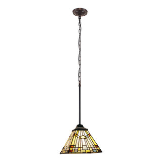 Kinsey Tiffany-Style 1-Light Mission Mini-Pendant 8" Shade - Craftsman ...