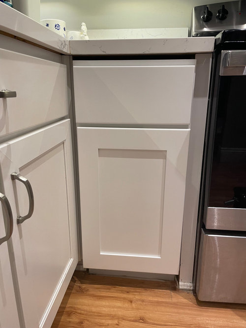 Filling gap between base cabinet and countertop. | Houzz Forum