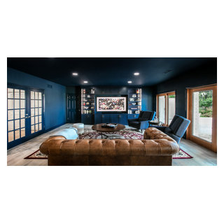 Moody Dramatic Basement Remodel - Transitional - Basement - St Louis ...