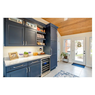 Blue and White Kitchen and converted Breezeway - Transitional - Kitchen ...