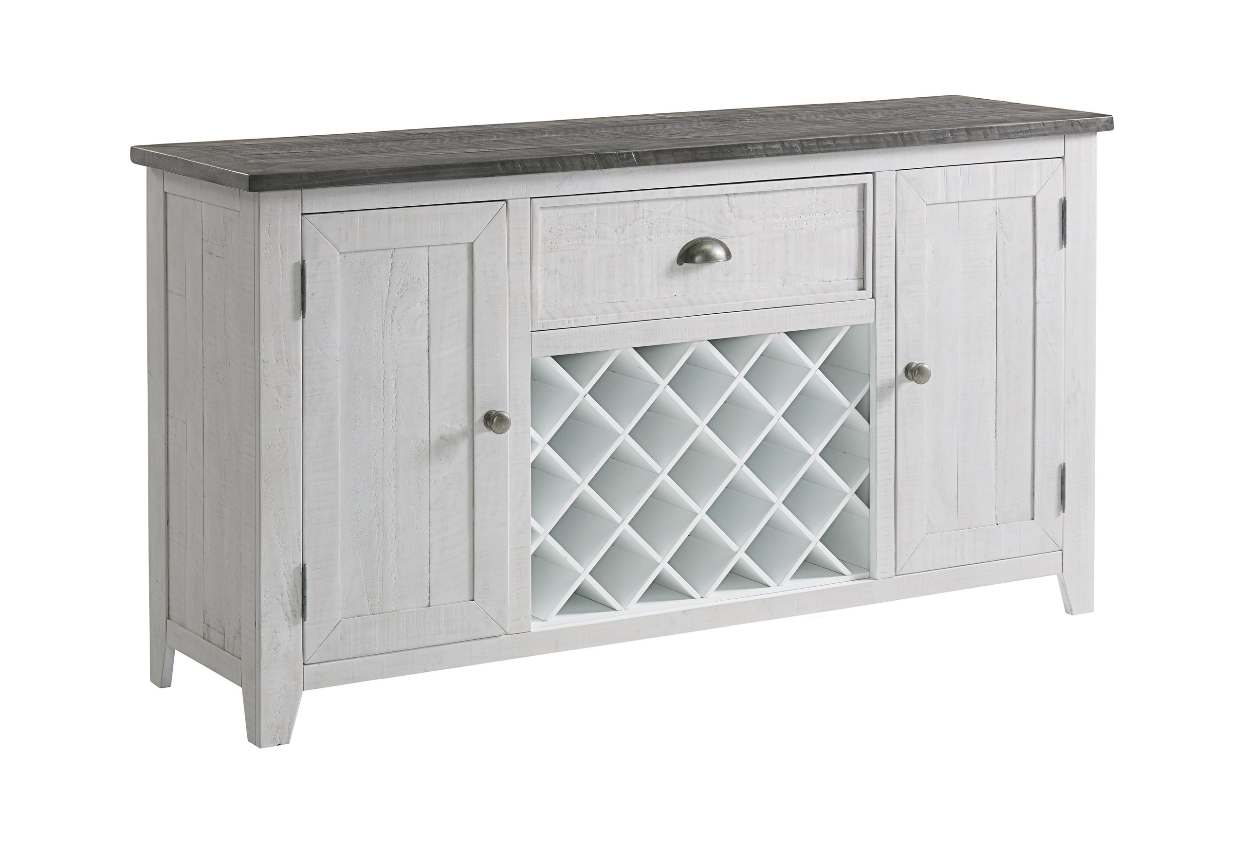 Monterey 65" Solid Wood Dining Server, White and Gray Stain - Farmhouse ...
