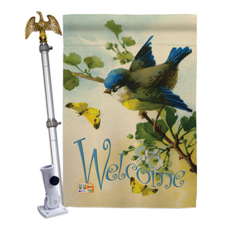 Welcome Birds Garden Friends Birds House Flag Set - Modern - Flags And ...