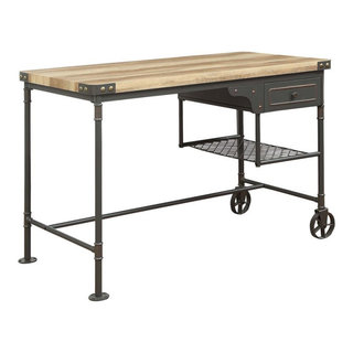 ACME Itzel Desk in Sandy Gray and Oak - Industrial - Desks And Hutches ...