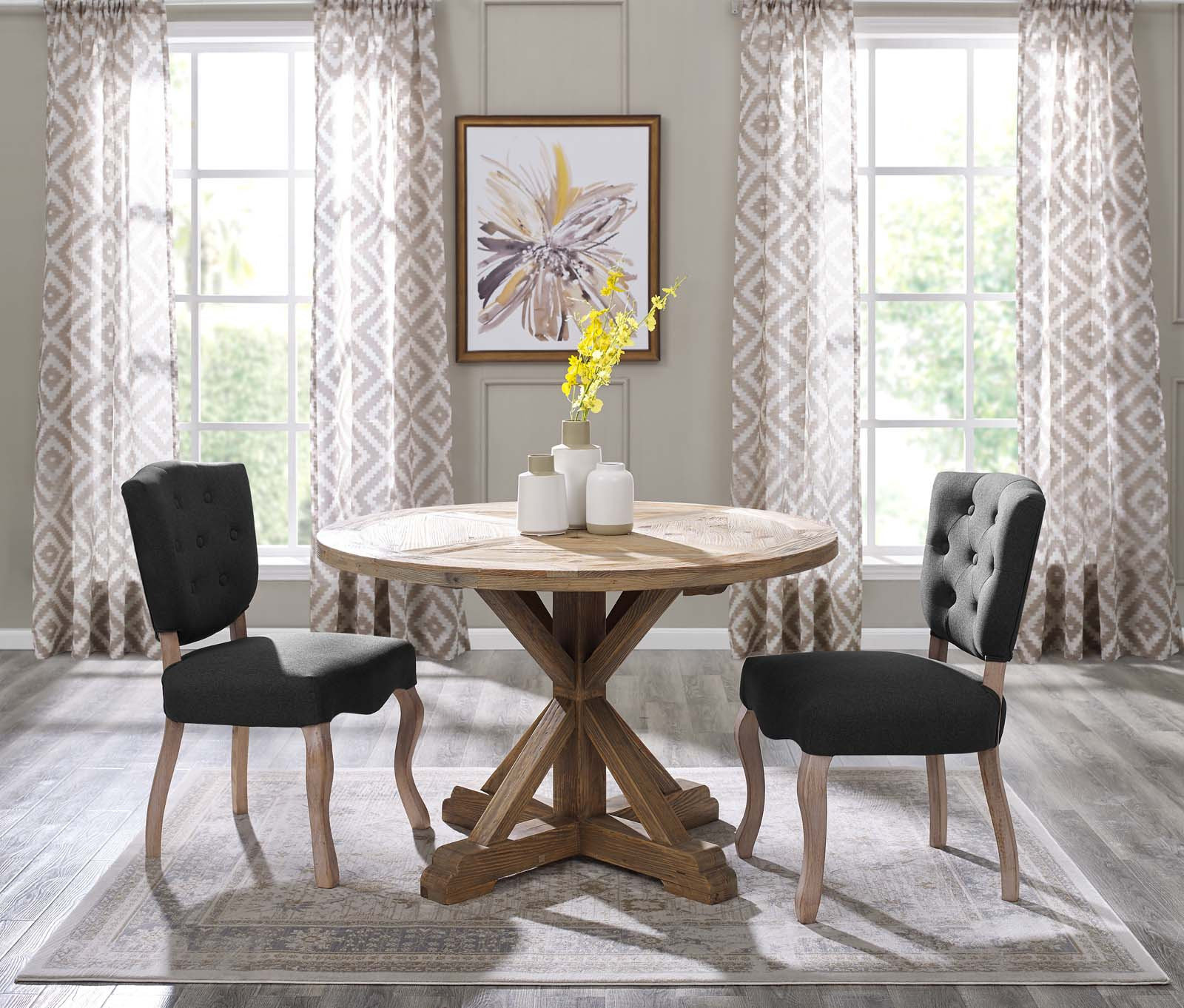 Country Cottage Farm Beach House Dining Room Dining Table, Wood, Brown ...
