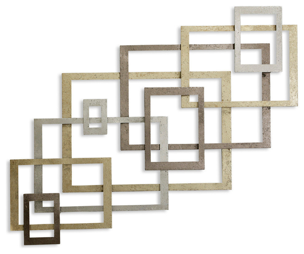Square Metal Wall Decor Gold Finish - Contemporary - Metal Wall Art ...