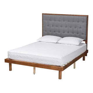 Baxton Studio Bellini Gray Fabric and Walnut Brown Wood King Size ...
