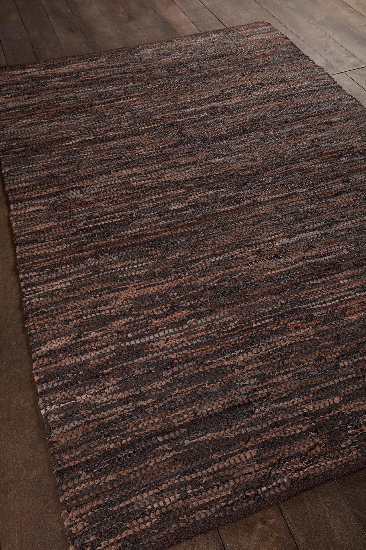 Chandra Rugs Saket Hand-Woven Reversible Leather Rug, Rectangular Brown ...