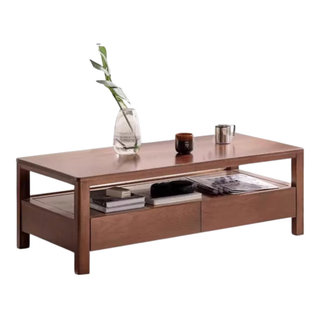 Oak Solid Wood Coffee Table, 55.1x25.6x17.7 in - Transitional - Coffee ...