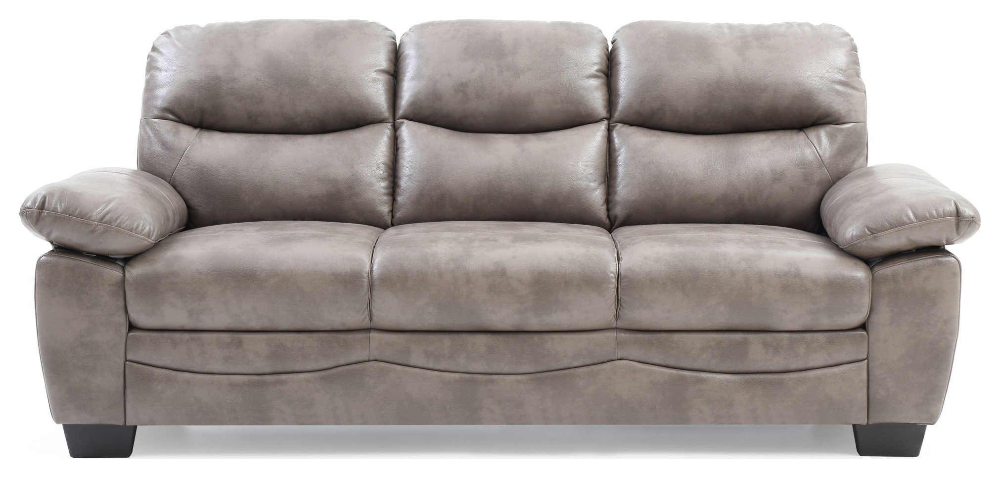 Gray Faux Leather Sofa With Flared Arms - Contemporary - Sofas - by ...