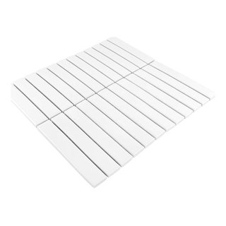 GIO White Matte 1" X 6" Stacked Linear Porcelain Mosaic Tile, Swatch ...