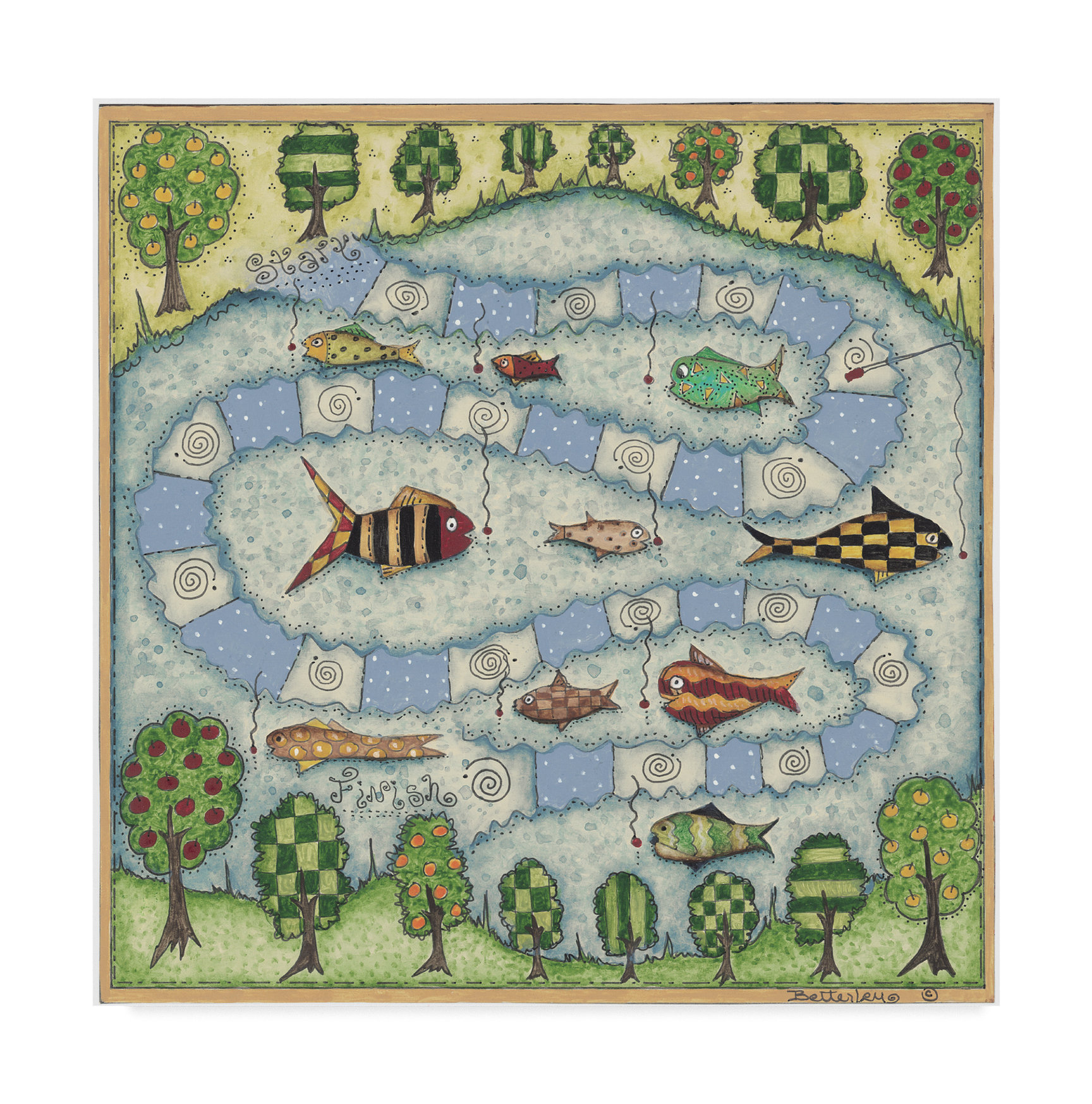 Robin Betterley 'The Fish Game' Canvas Art, 18"x18" - Contemporary ...