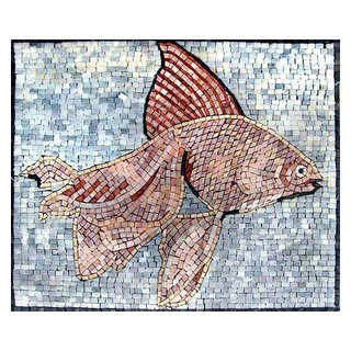 Fish Marble Mosaic, 26" x 20" - Beach Style - Tile Murals - by Mozaico ...