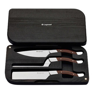 Legnoart Stainless Steel Fromager Cheese Knife 3 Piece Set, Dark Wood ...