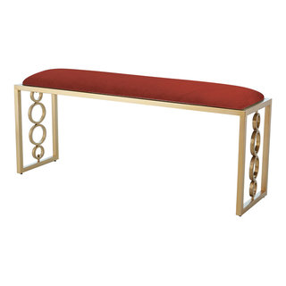 Progressive Ring Bench, Brass, Red Pepper - Contemporary - Upholstered ...