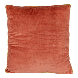 20" Square Cotton Velvet Pillow w Contrasting Gusset - Contemporary ...